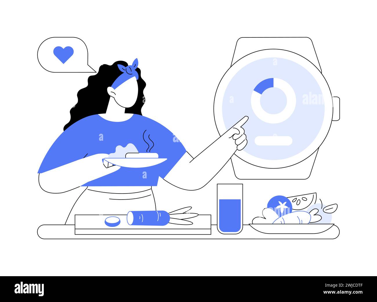 Smartwatch calorie tracking isolated cartoon vector illustrations Stock ...