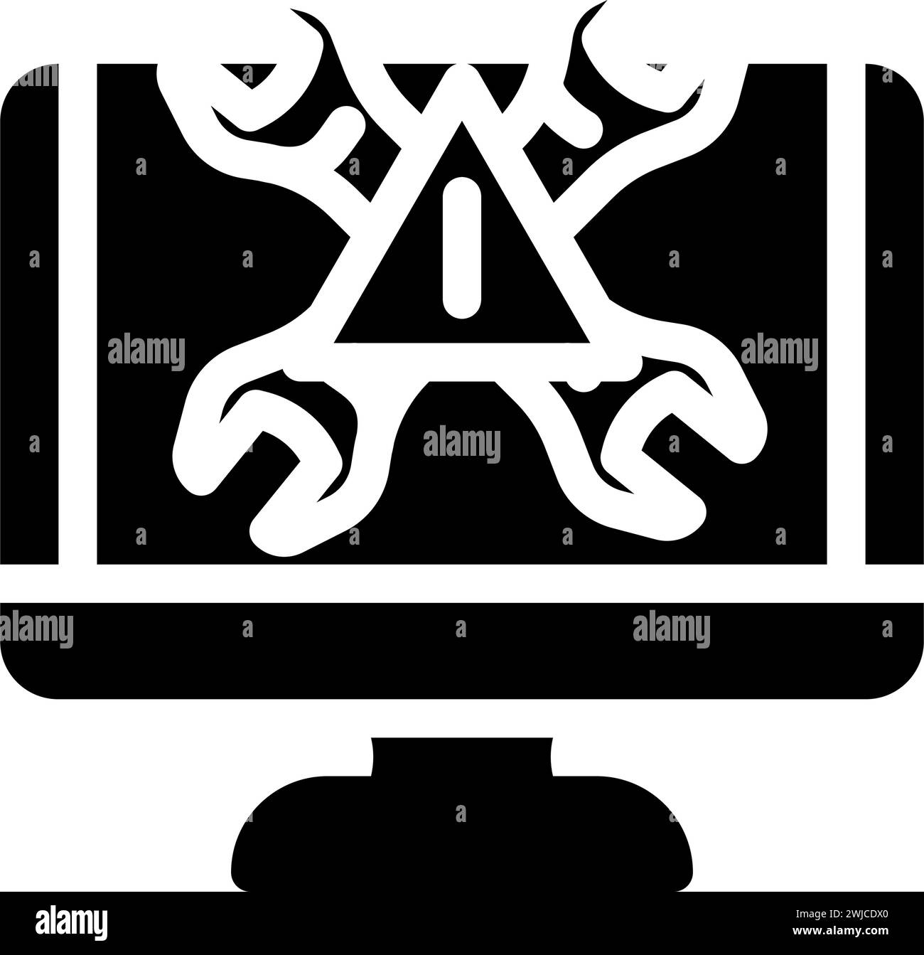 troubleshooting pc repair computer glyph icon vector illustration Stock ...