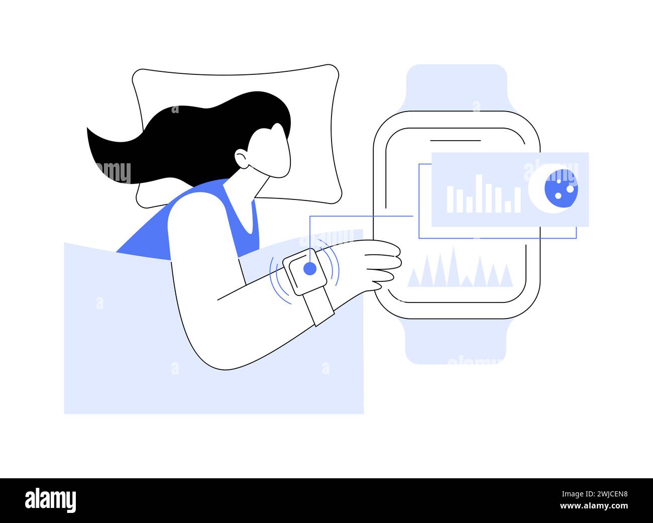 Smartwatch sleep tracking isolated cartoon vector illustrations Stock ...