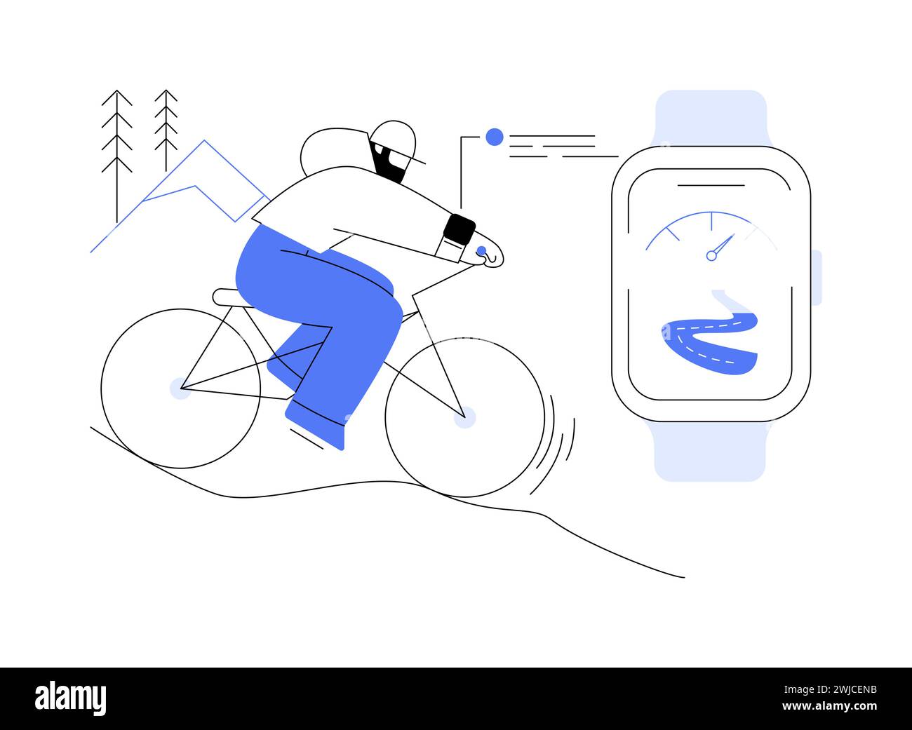 Smartwatch outdoor cycling tracking isolated cartoon vector ...