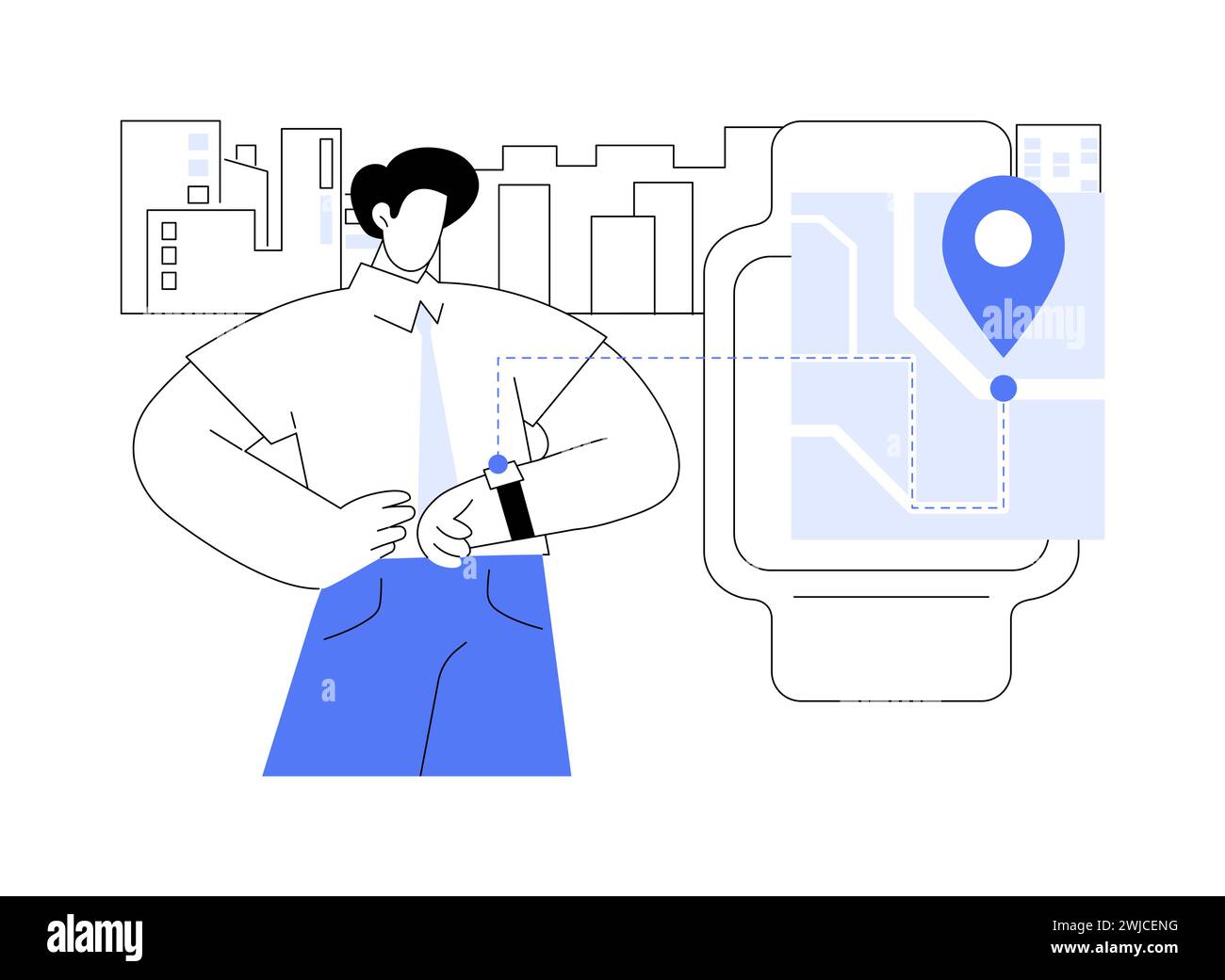 Smartwatch navigation isolated cartoon vector illustrations Stock ...