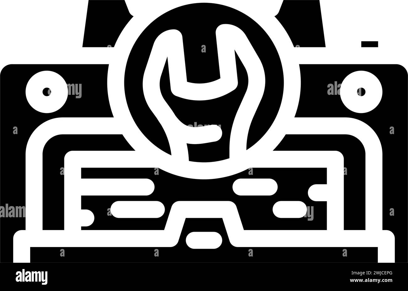 printer fixing repair computer glyph icon vector illustration Stock ...