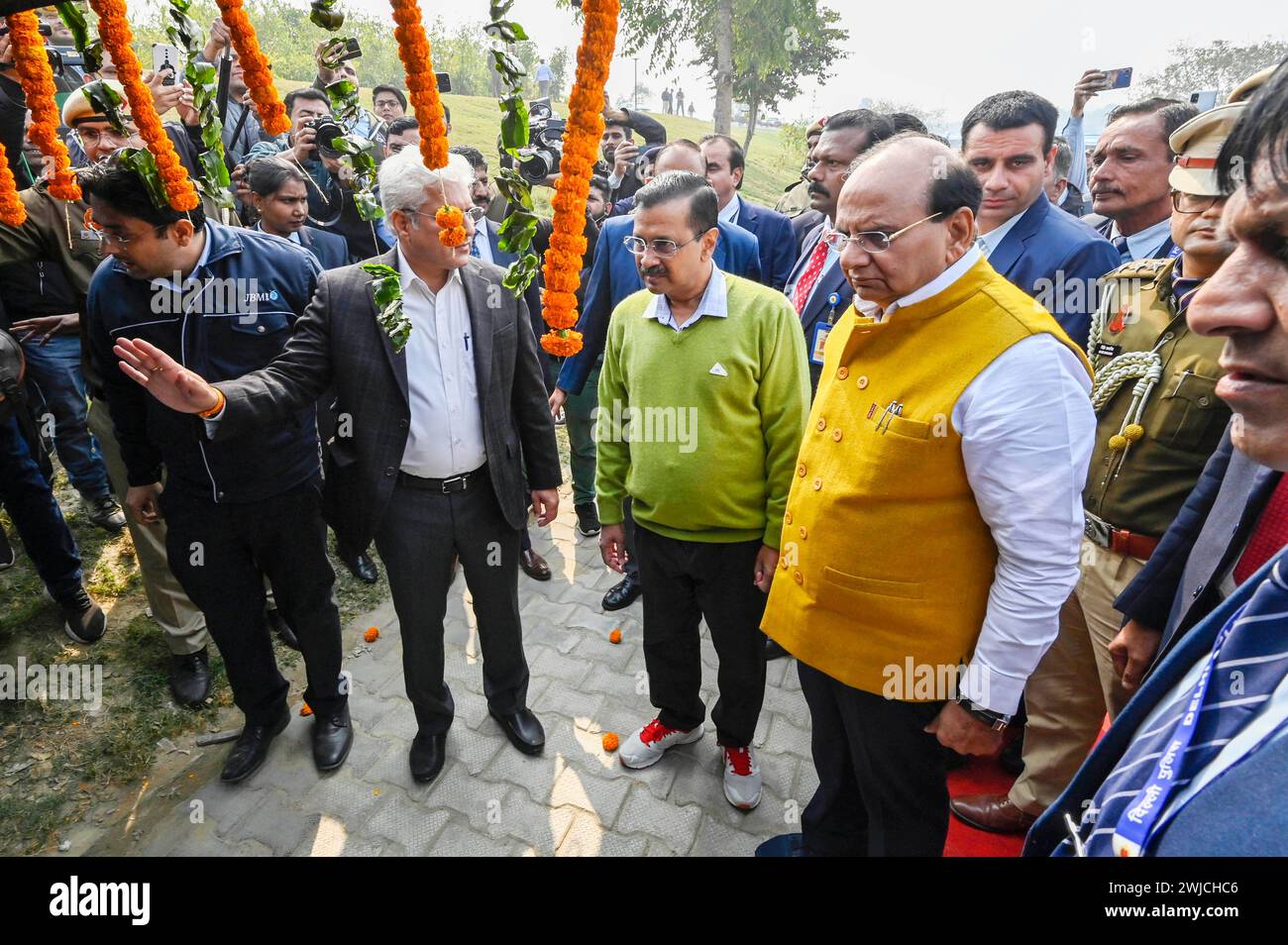 NEW DELHI, INDIA -FEBRUARY 14: Delhi LG Vinai Kumar Saxena, Delhi Chief ...