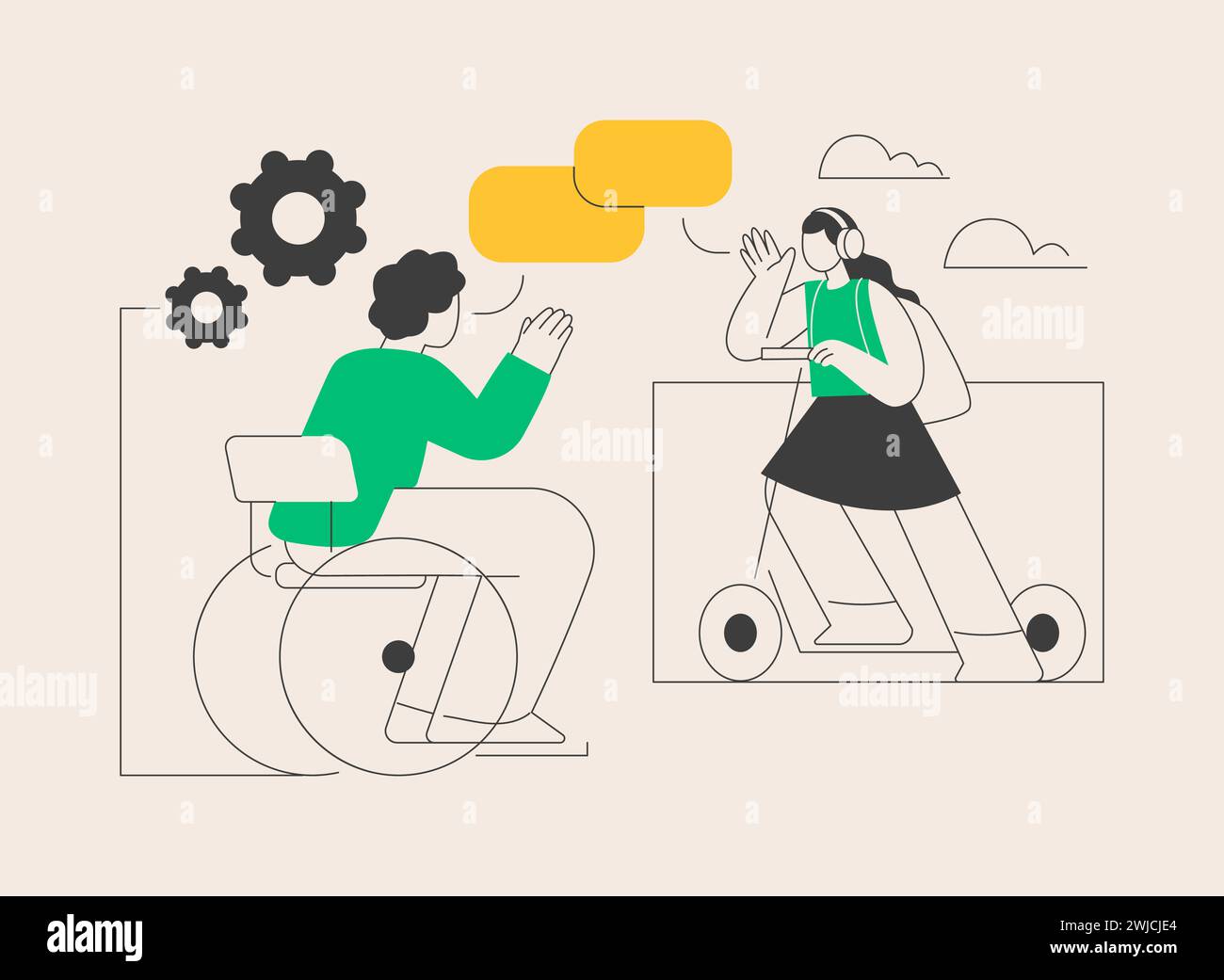 Social adaptation of disabled people abstract concept vector ...