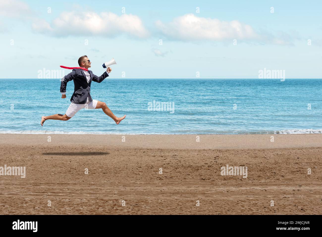 Man suit jumping blue hi-res stock photography and images - Alamy