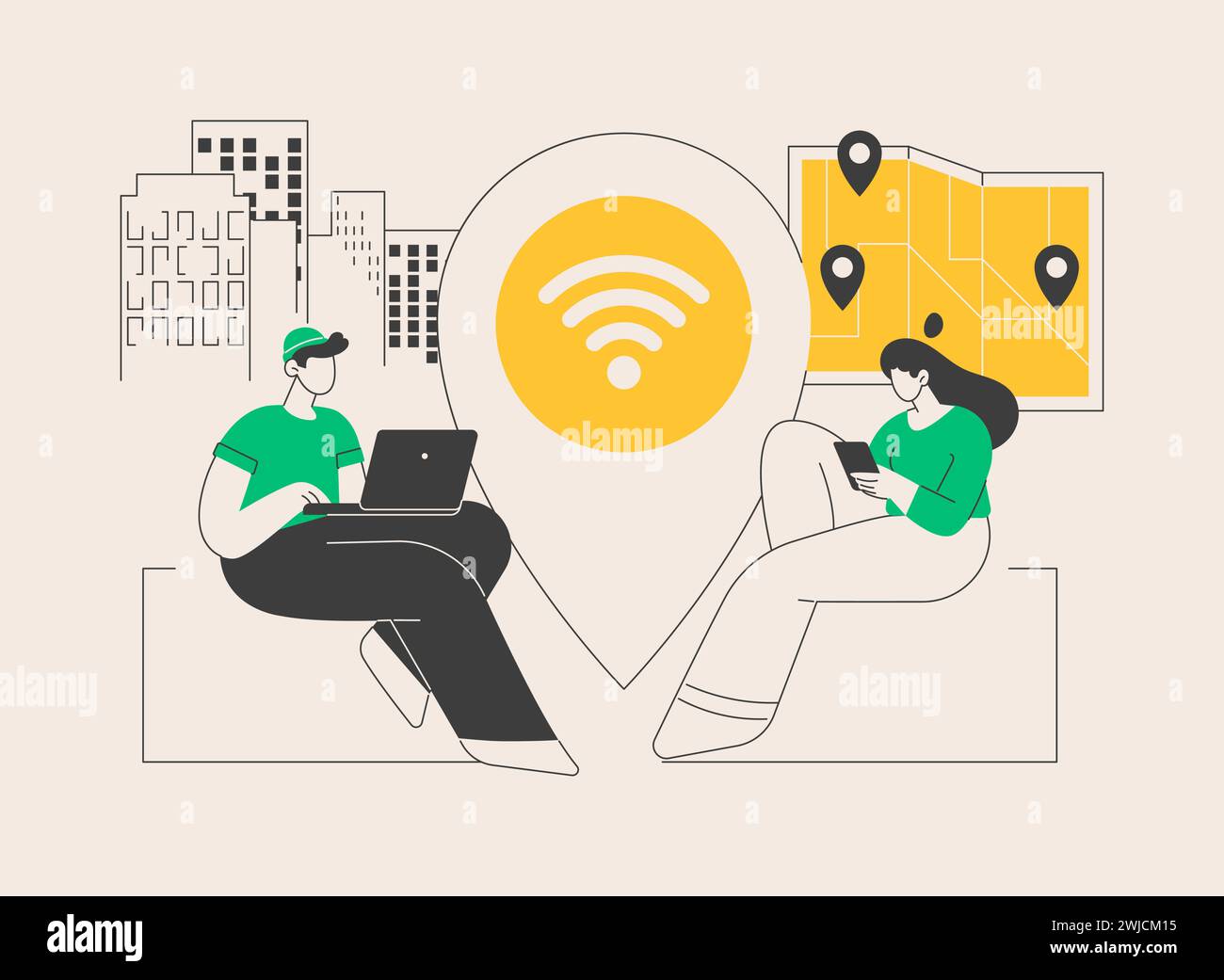 Public Wi Fi Hotspot Abstract Concept Vector Illustration Stock Vector