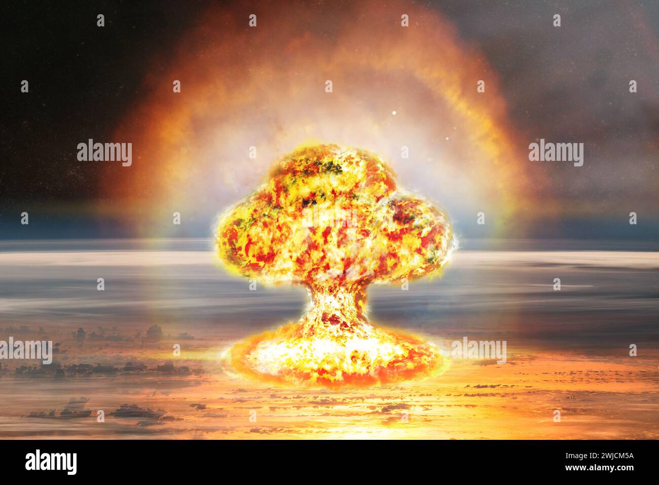 Nuclear explosion on planet Earth. Elements of this image furnished by ...