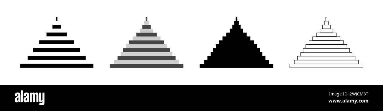 Set of four simple monochrome pyramids. Horizontal rectangles forming a ...