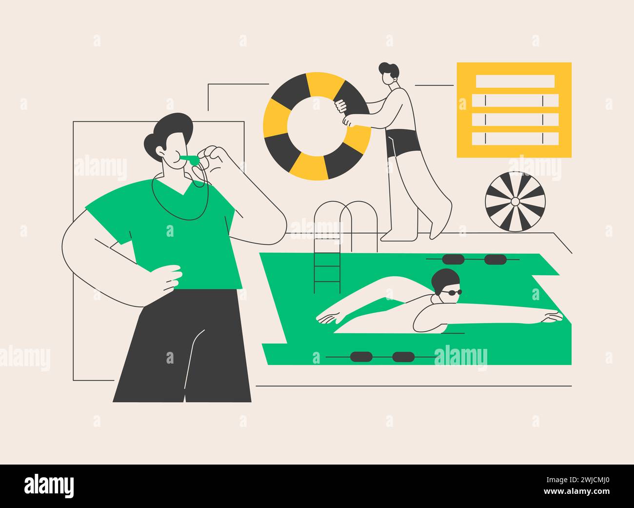 Swimming and lifesaving classes abstract concept vector illustration ...