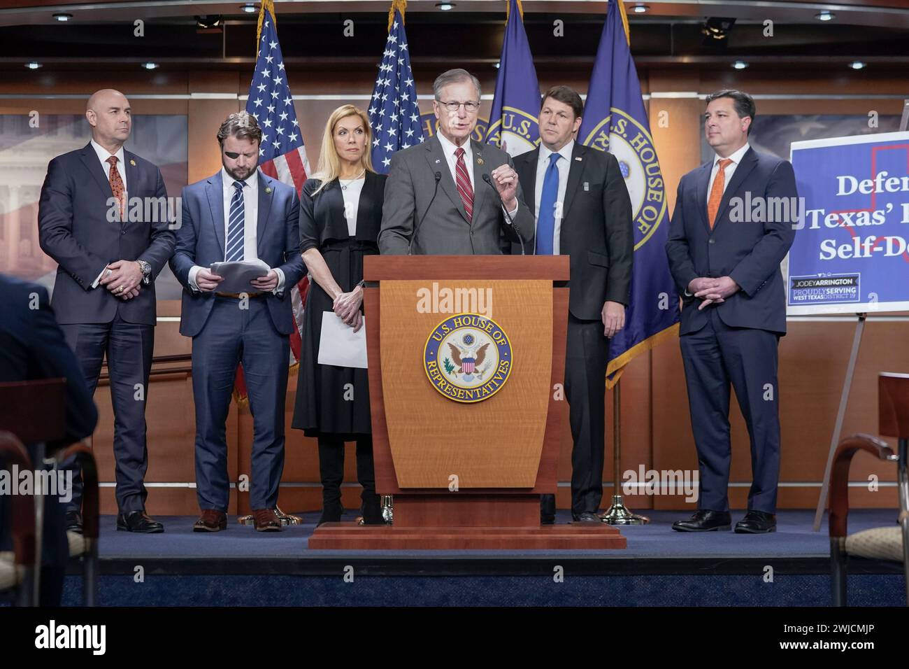 Rep. Brian Babin, R-Texas, center, speaks during a news conference on ...