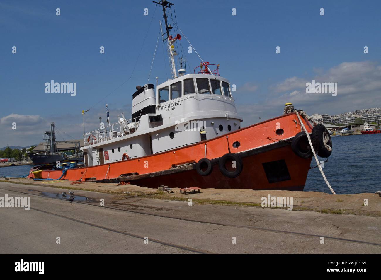 The Tug boat Minotavros in Thessaloniki harbour, Greece, May 2023 Stock ...