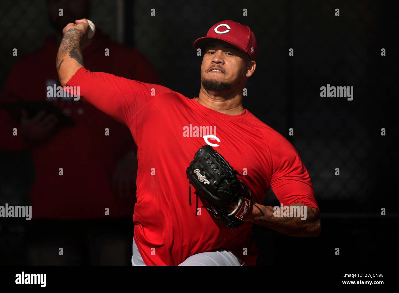 Cincinnati Reds pitcher Frankie Montas throws a pitch during spring ...