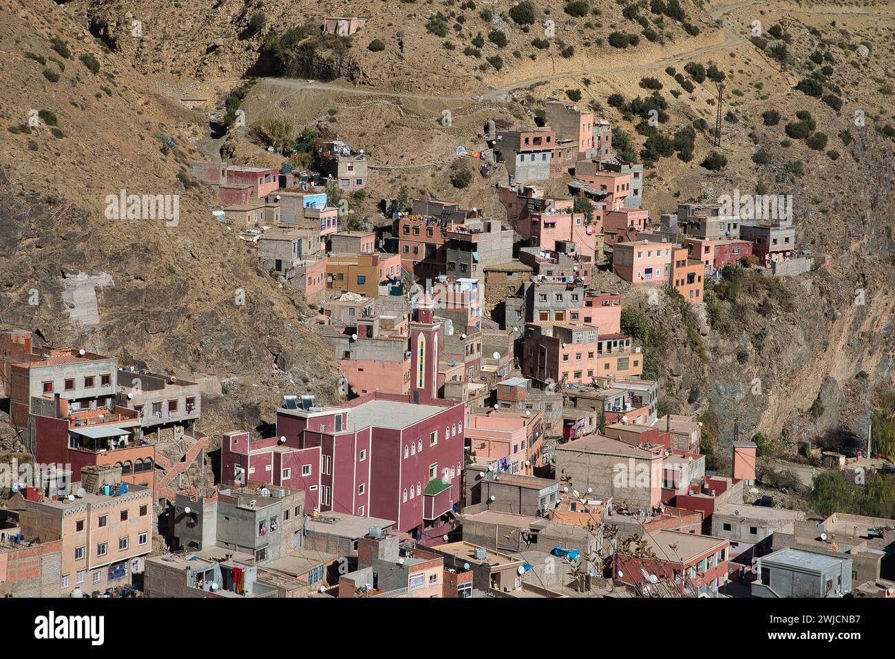 Berber village of Sti Fadma, also knowns as Setti Fatma, cluster of ...