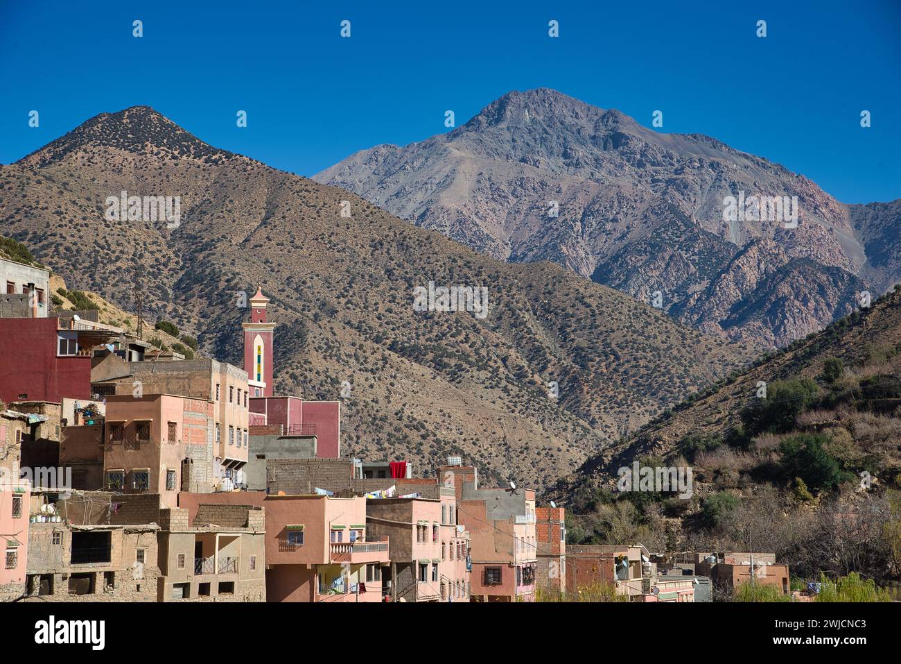Berber village of Sti Fadma, also knowns as Setti Fatma, Adrar Meltsene ...