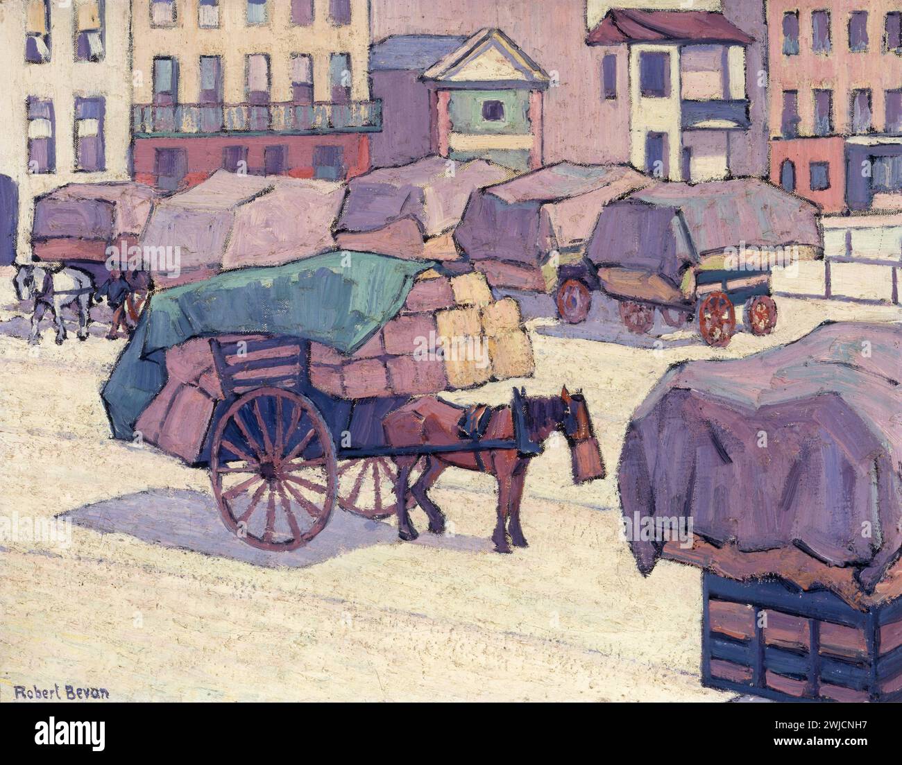Hay Carts, Cumberland Market. Robert Polhill Bevan. 1915 Stock Photo ...