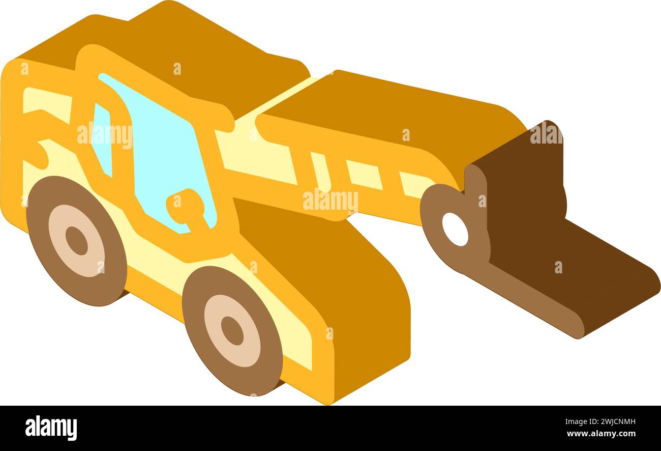 telescopic handler construction vehicle isometric icon vector ...