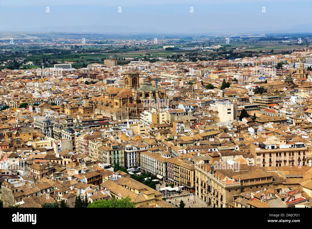 City view with cathedral, sea of houses from above, view from the ...