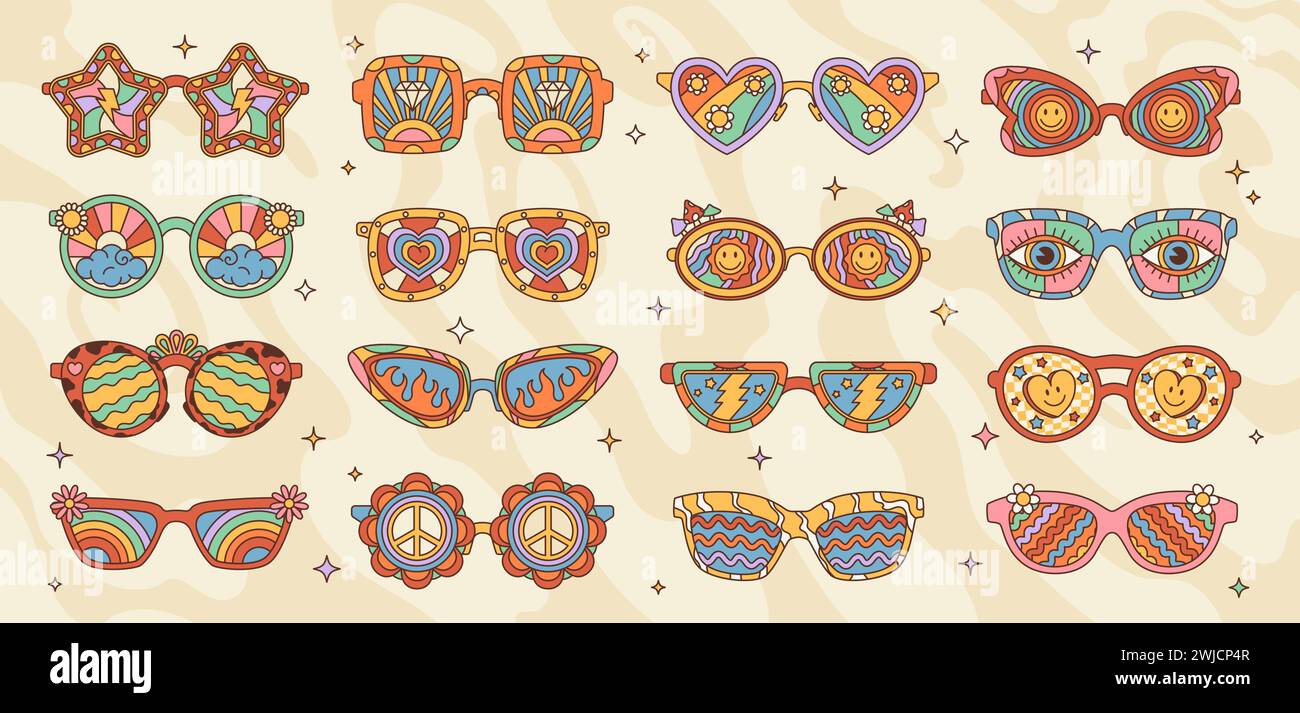 Retro outfit groovy funky sunglasses and hippie eyewear sunglasses with ... Retro outfit groovy funky sunglasses and hippie eyewear sunglasses with ...