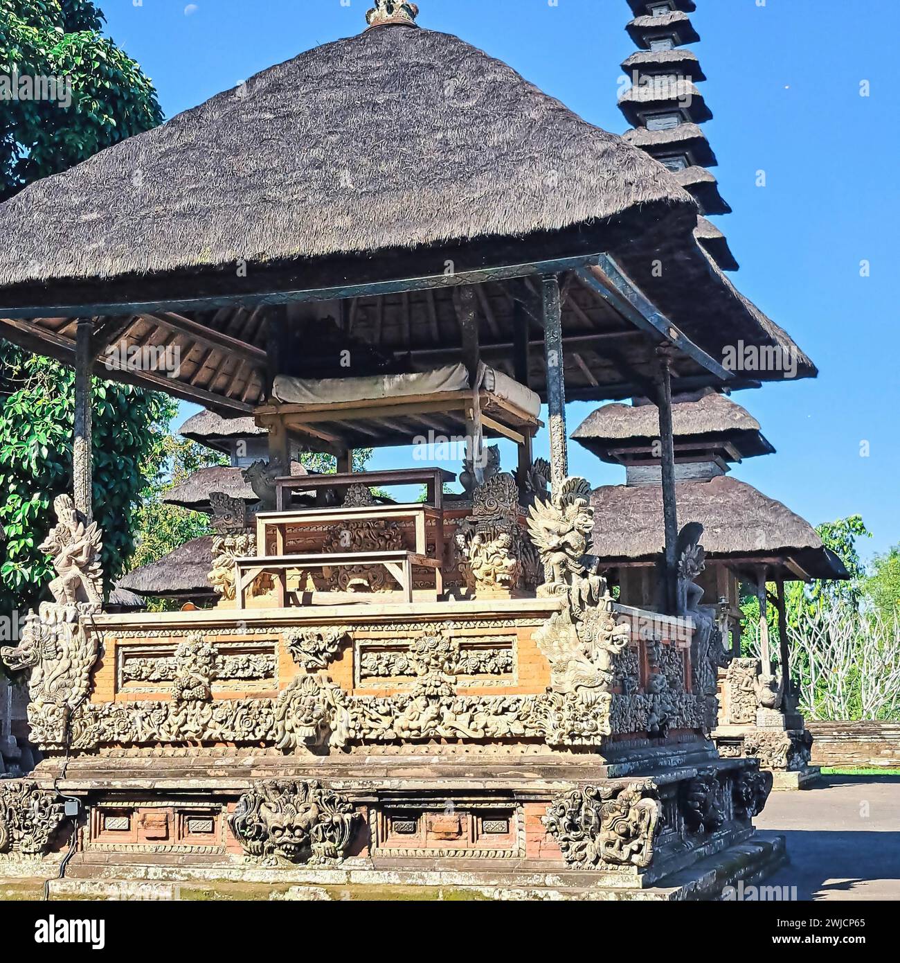 Pura Taman Ayun Temple wood pavilion on Bali, Indonesia Stock Photo - Alamy