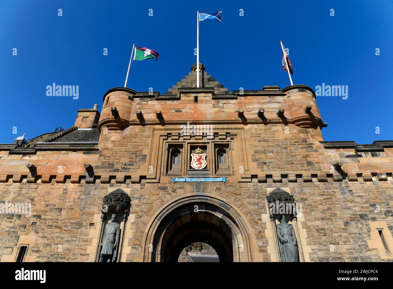 Detail, coat of arms at the entrance to Edinburgh Castle Esplanade ...