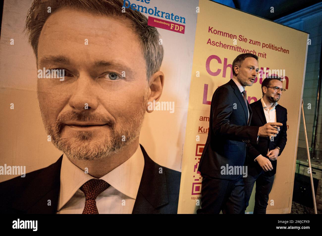 14 February 2024, Brandenburg, Potsdam: Christian Lindner (FDP,l), Federal Minister of Finance ...