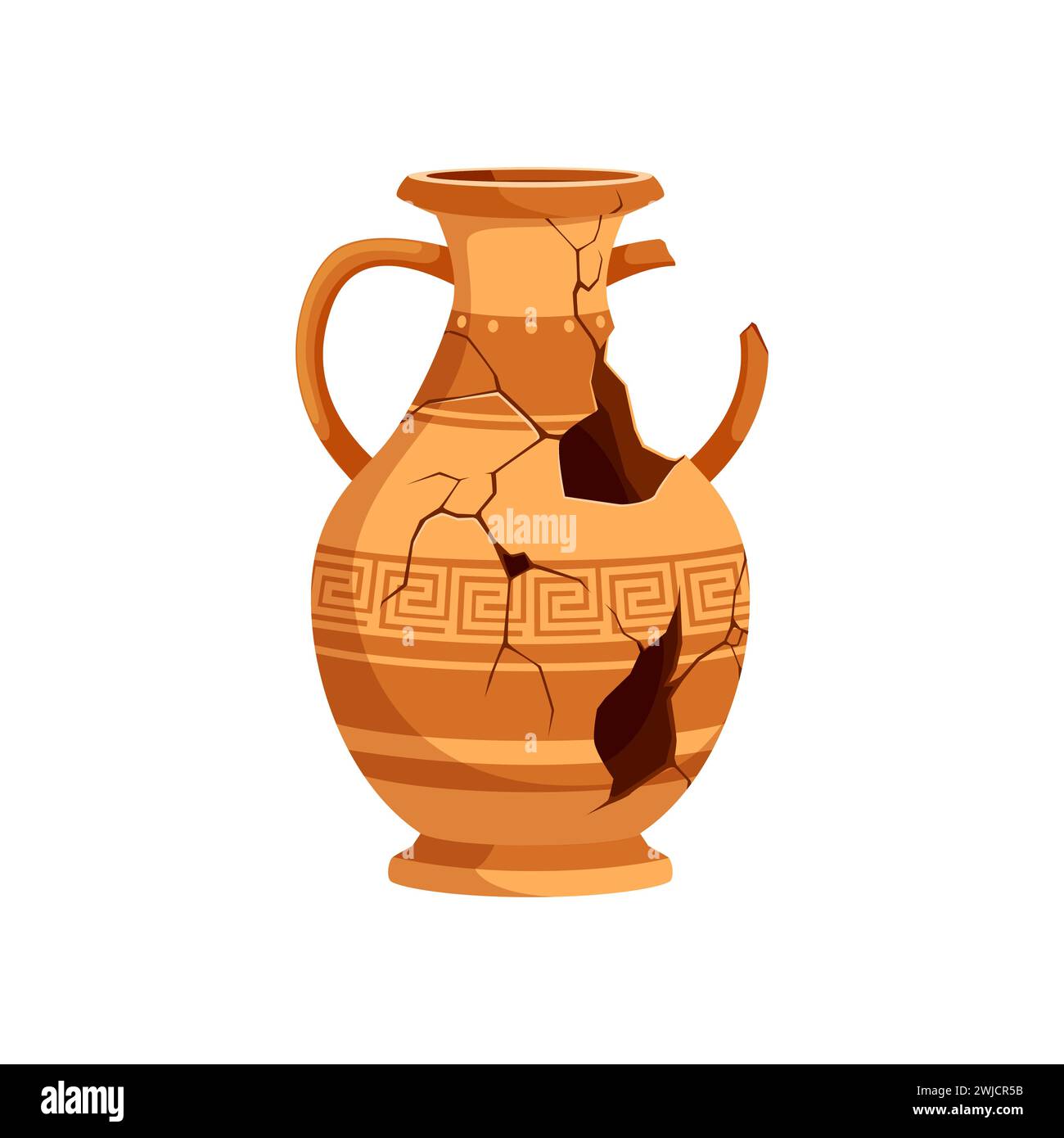 Ancient broken pottery and vase. Old ceramic cracked pot and jug ...