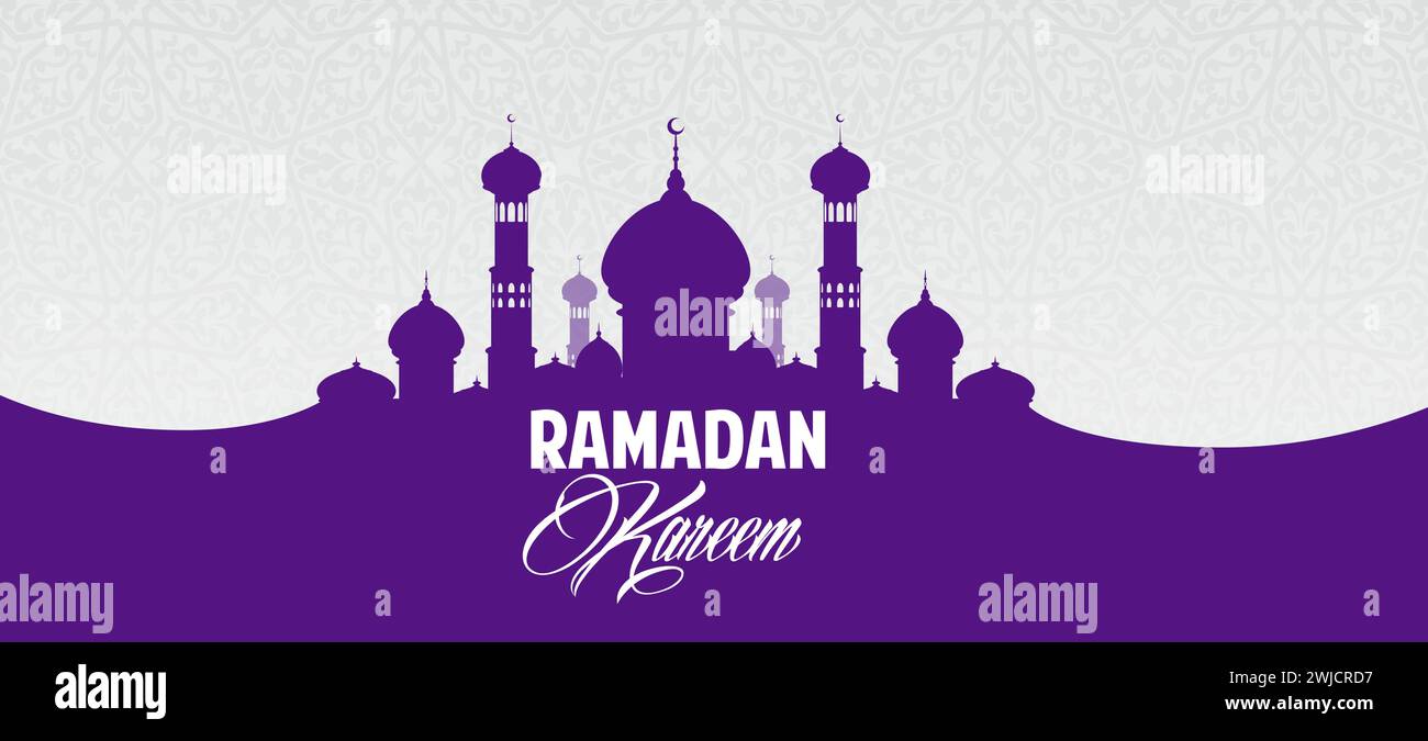 Ramadan kareem holiday greetings banner with Muslim mosque and Arabian ...