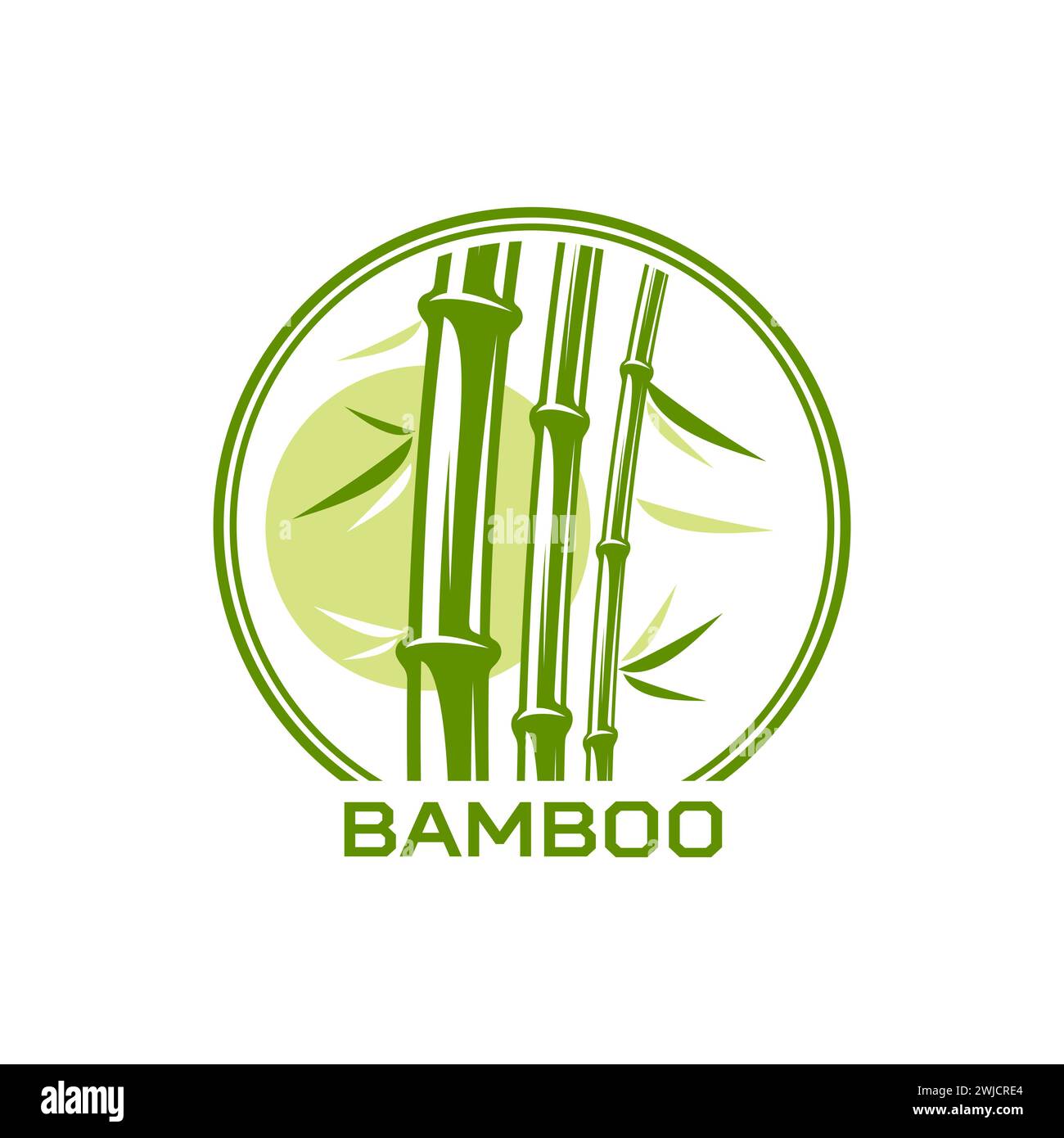 Bamboo icon for Asian SPA, jungle tree and green leaf vector symbol for ...