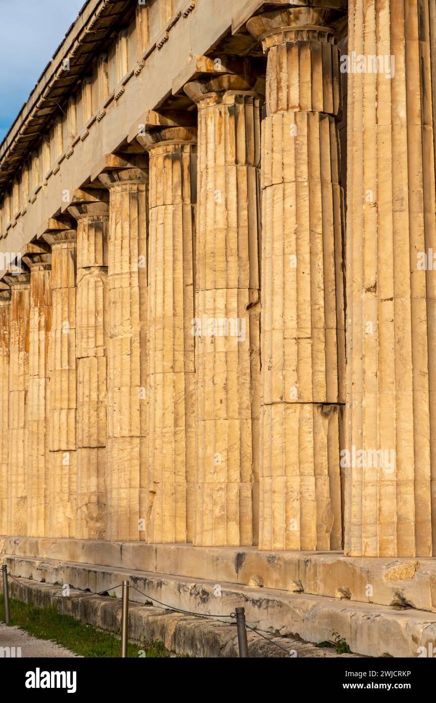 Doric colonnade of the Temple of Hephaestus, Ancient Agora of Athens ...