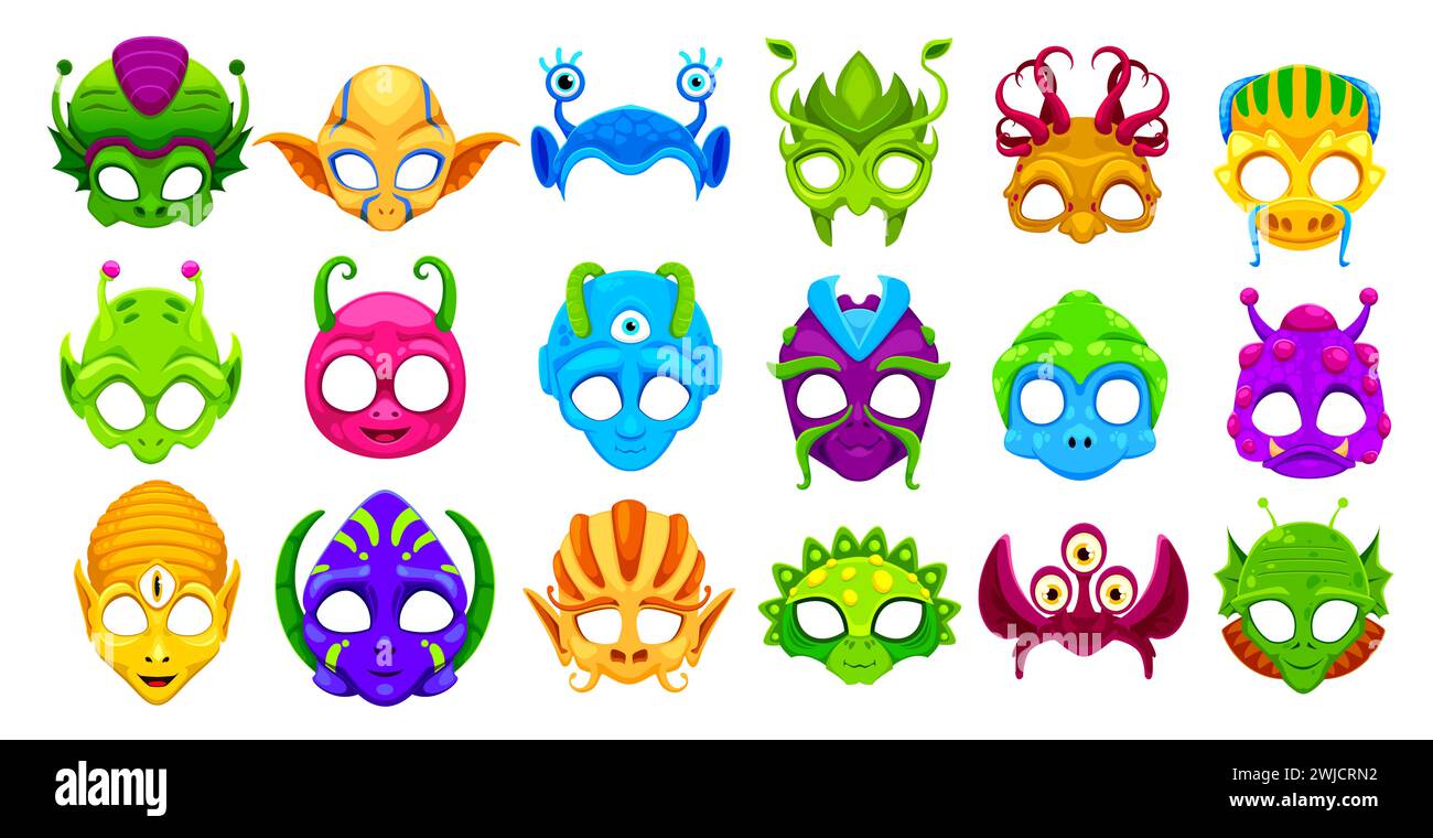 Photo booth space alien masks and props for kids party or avatars ...