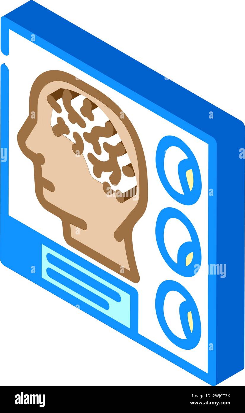 Neuroimaging Neuroscience Neurology Isometric Icon Vector Illustration
