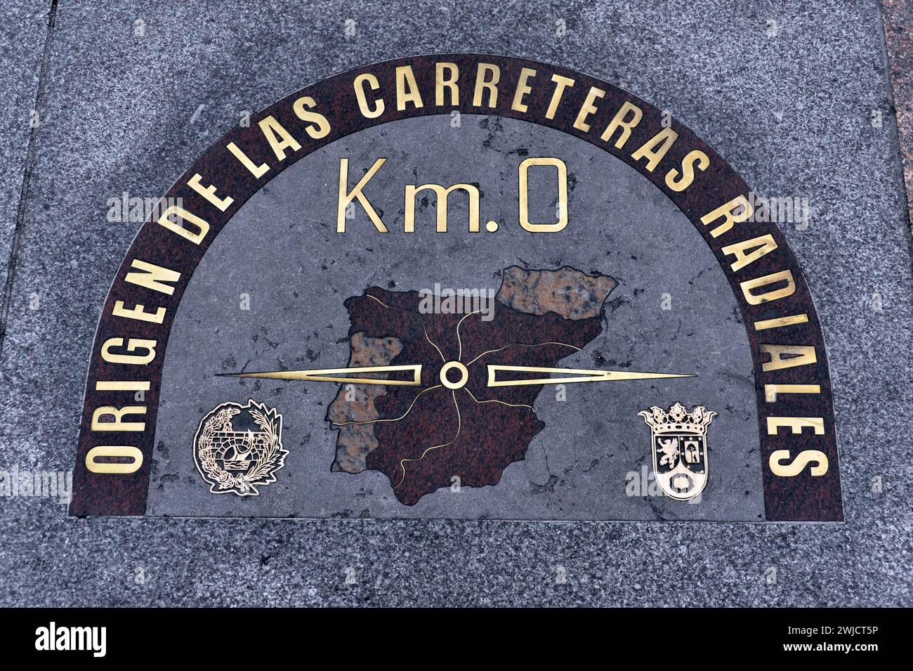 Kilometre zero 0, zero point, Plaza Puerta del Sol, Madrid, Spain Stock ...