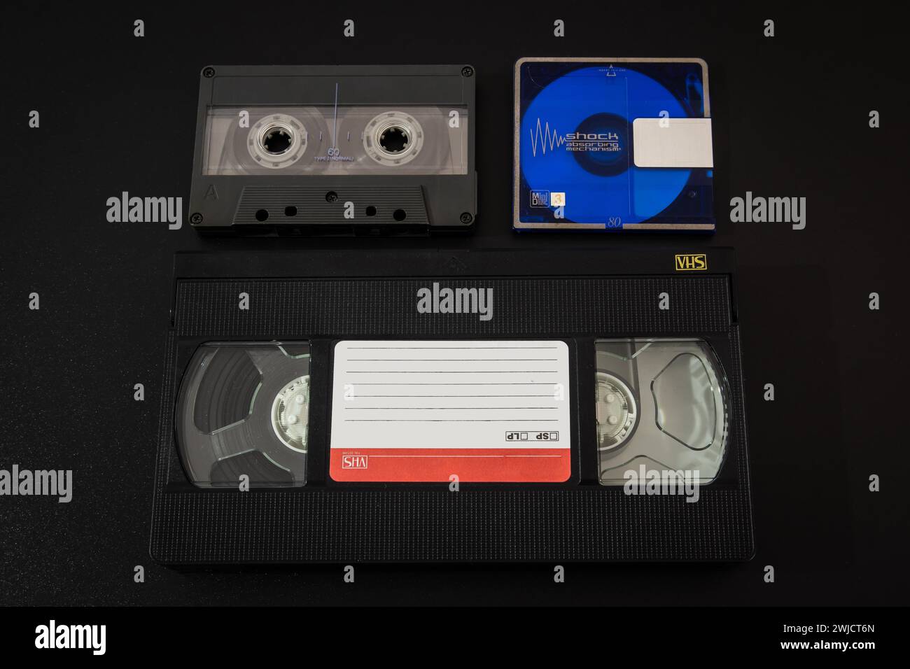 A collection of vintage media storage formats including an audio ... A collection of vintage media storage formats including an audio ...
