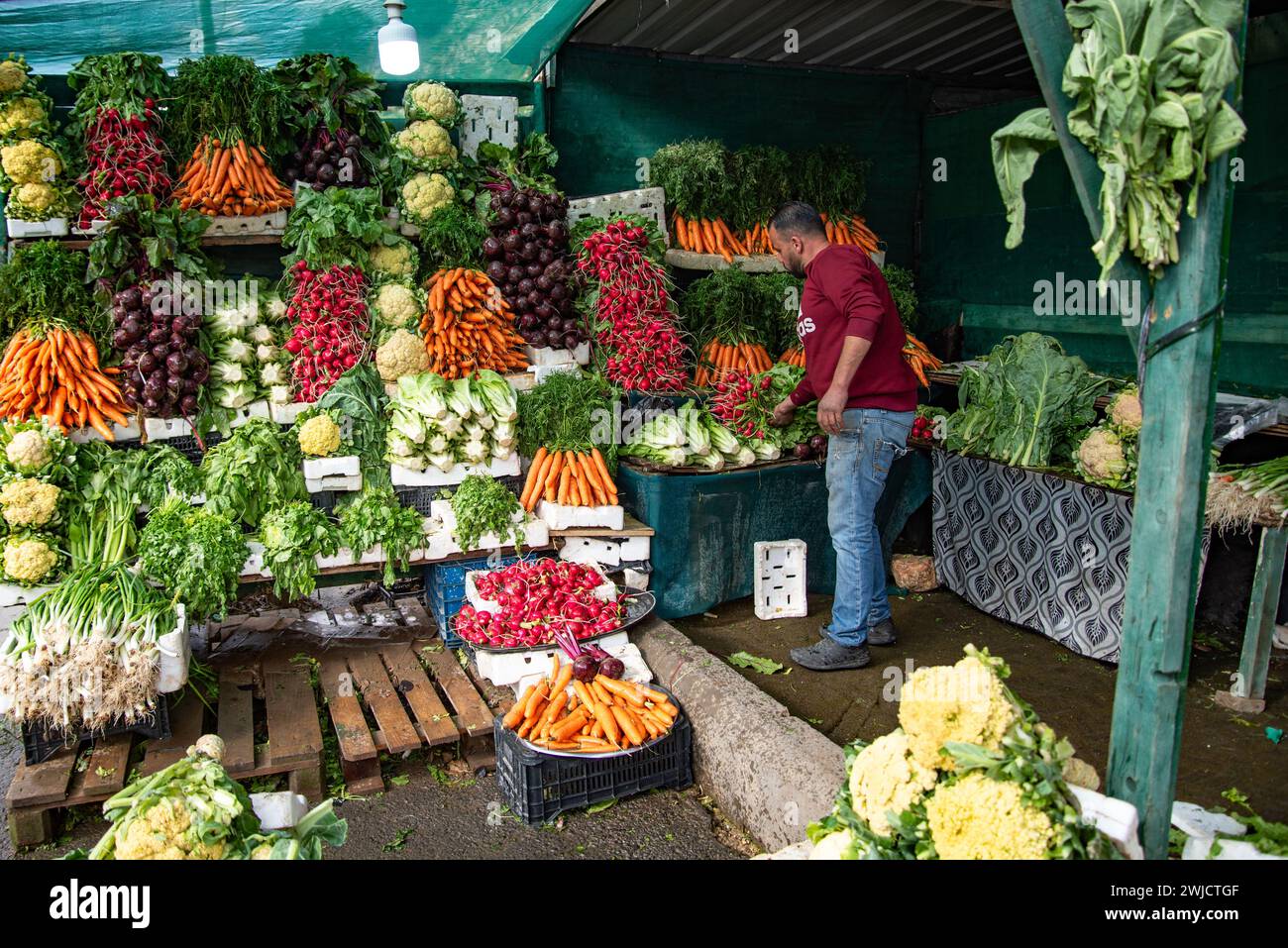 local vegetable stall, full of colorful winter crops Stock Photo - Alamy