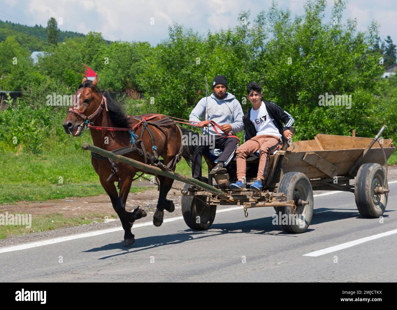 Romania countryside horse cart hi-res stock photography and images - Alamy