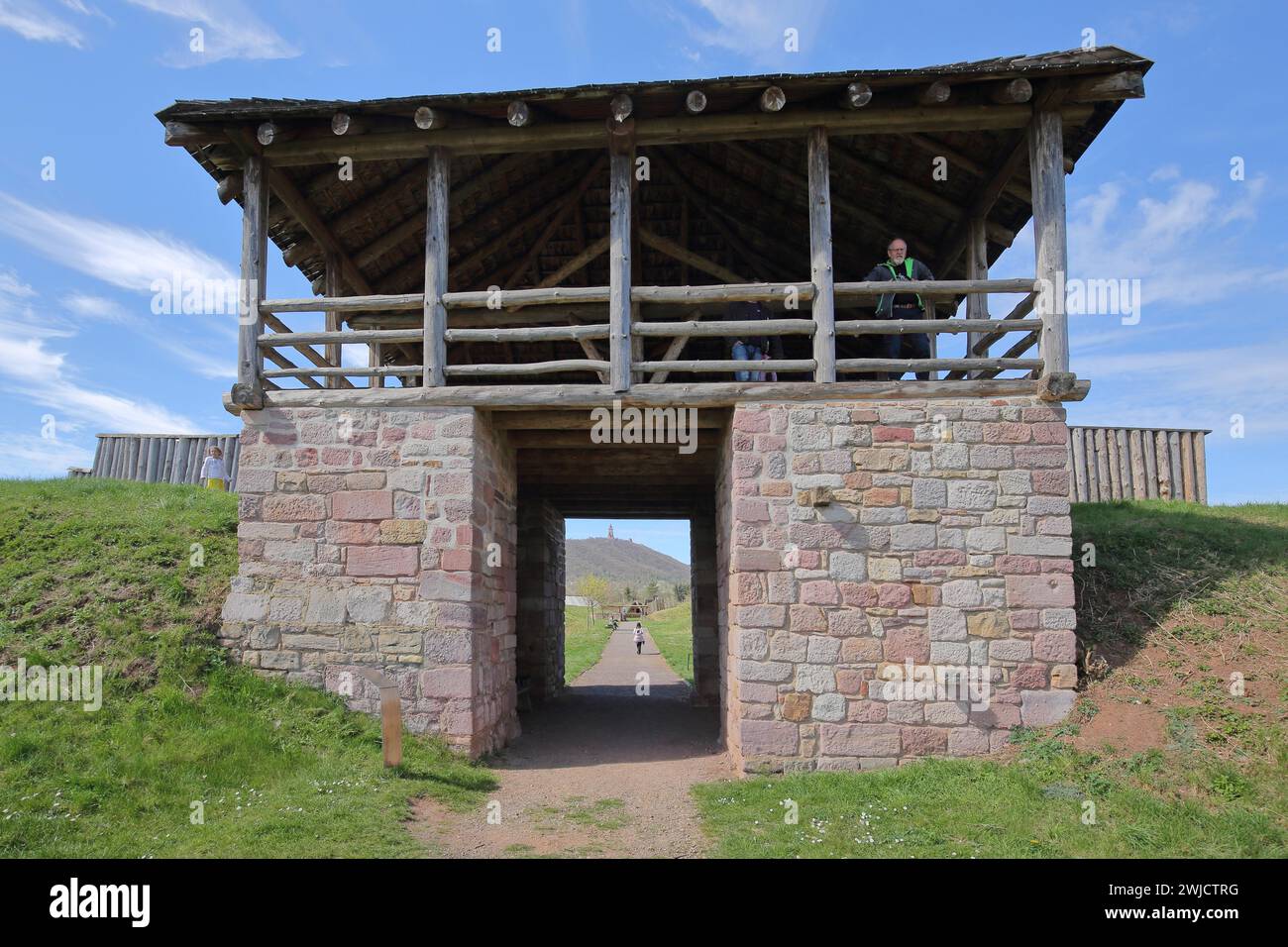 Reconstructed gate tower with rampart at the open-air museum ...