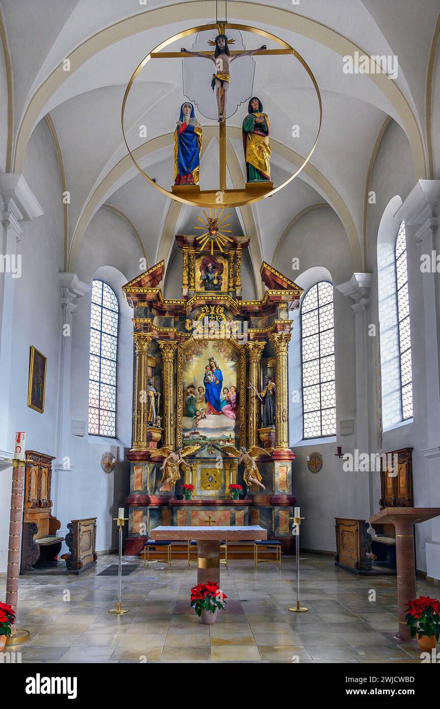 Main altar, Holy Trinity Church, Marktoberdorf, Allgaeu, Bavaria ...