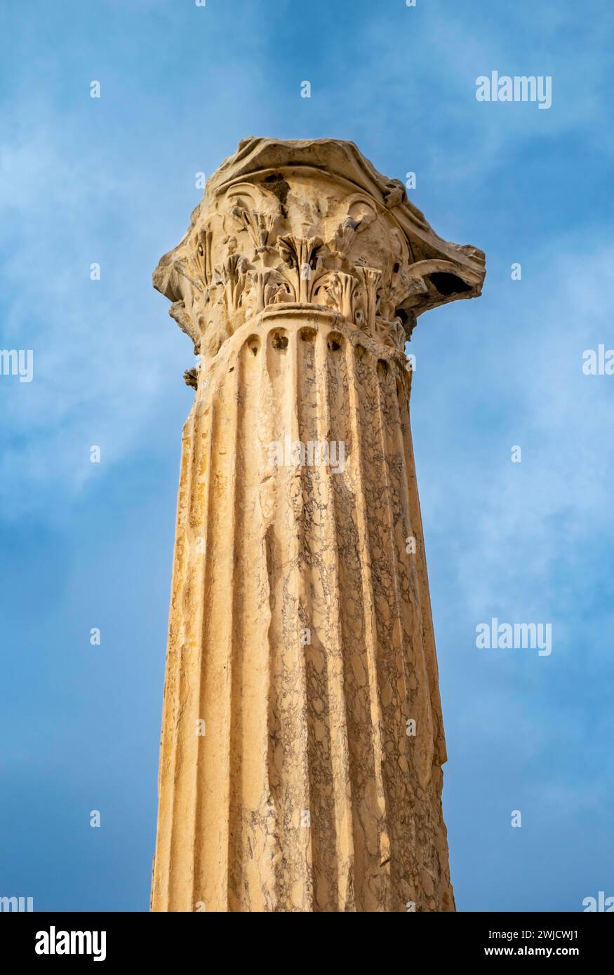 Column of Hadrian's Library against the sky, Athens, Greece Stock Photo ...