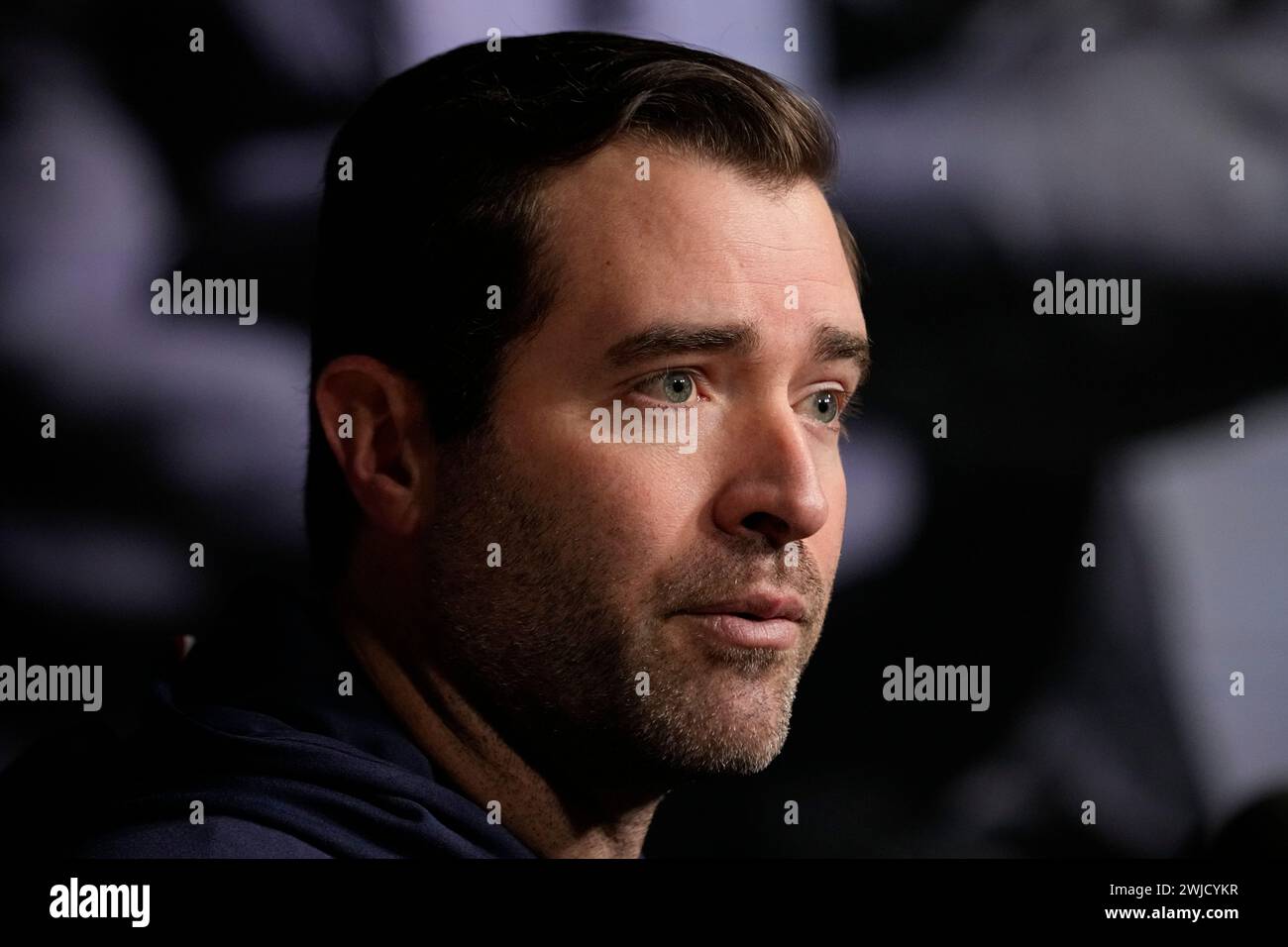 Tennessee Titans head coach Brian Callahan responds to questions during ...