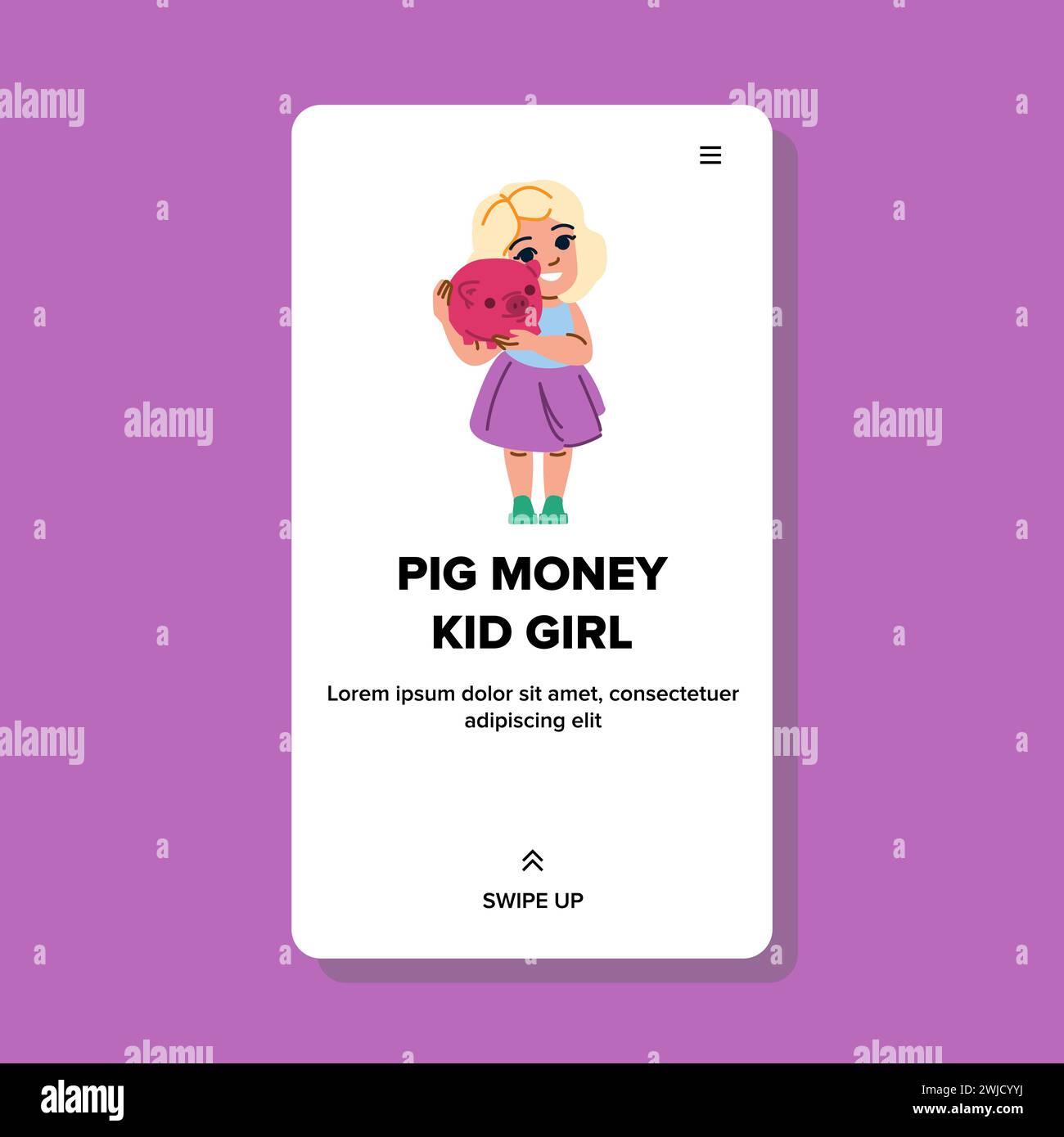 save pig mney kid girl vector Stock Vector Image & Art - Alamy