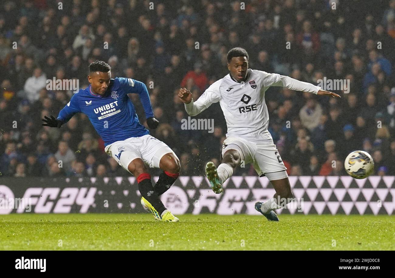 Rangers' Oscar Cortes shoots at goal during the cinch Premiership match ...