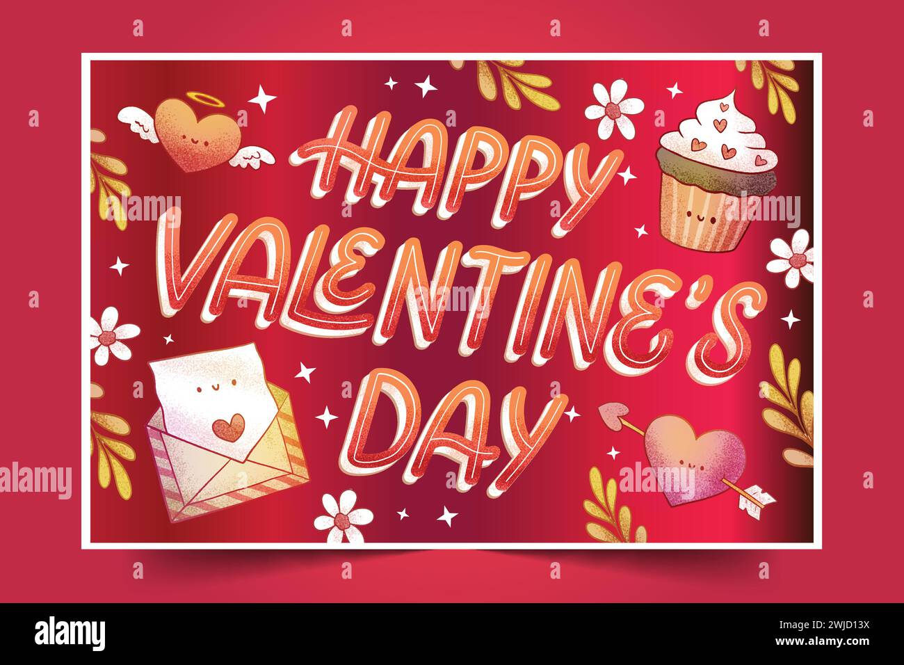 hand drawn valentine s day lettering design vector illustration Stock ...