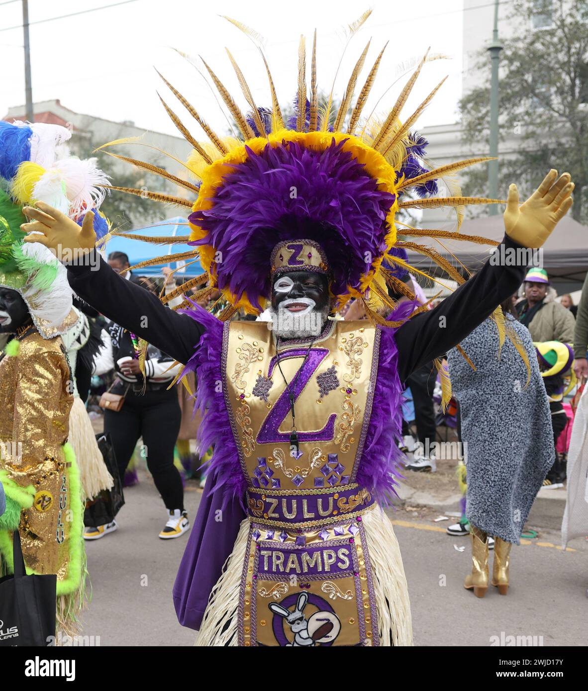 New Orleans, USA. 13th Feb, 2024. The Zulu Tramps walk through during ...