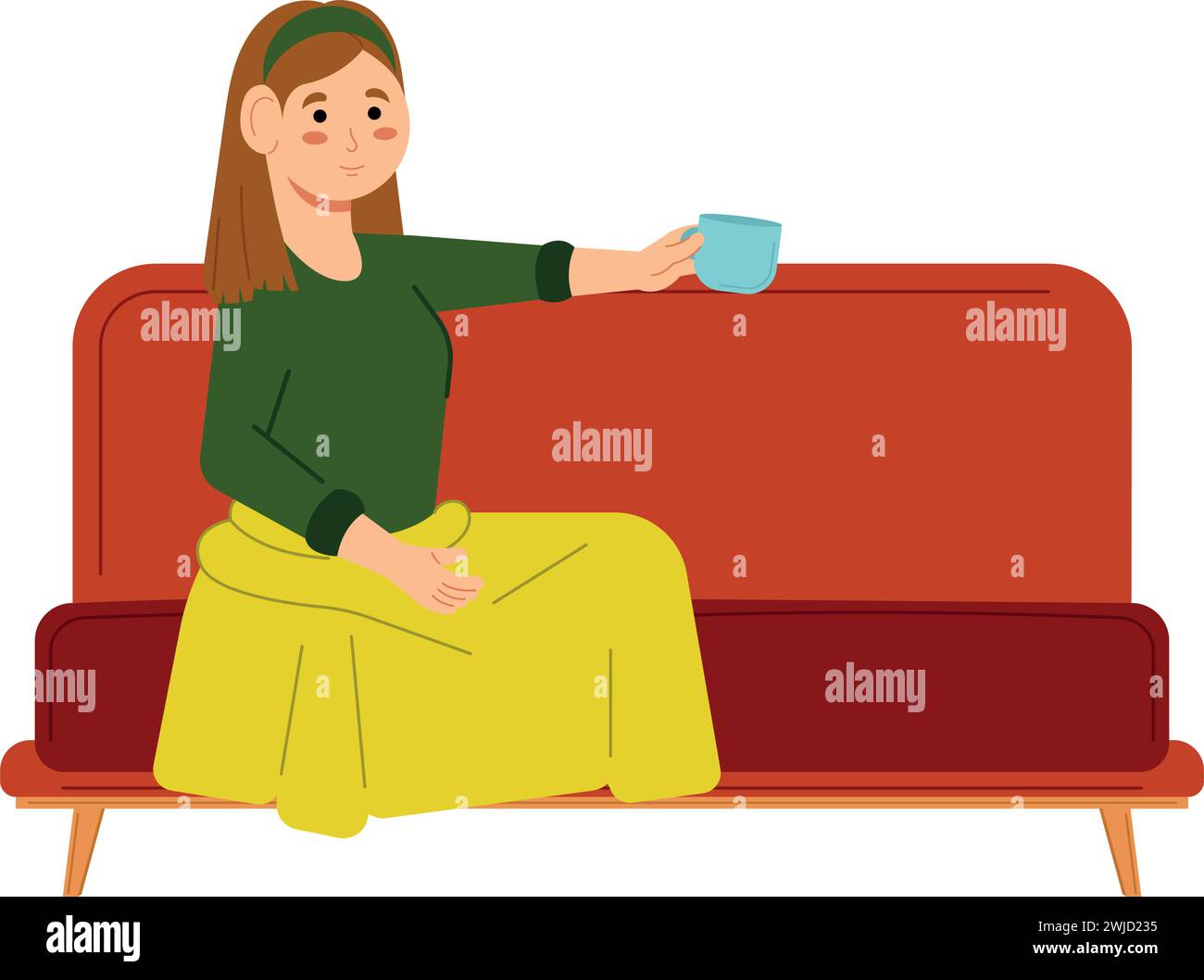 Relaxed woman taking a coffee cup Vector Stock Vector Image & Art - Alamy