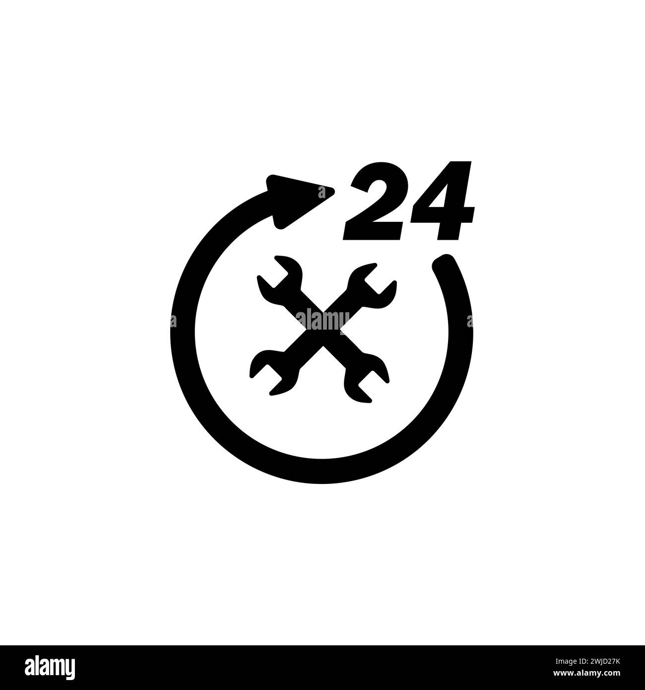 24 Hour Emergency Service flat vector icon. Simple solid symbol ...