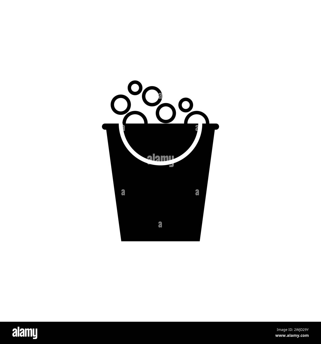 Cleaning Bucket with Foam flat vector icon. Simple solid symbol isolated on white background ...