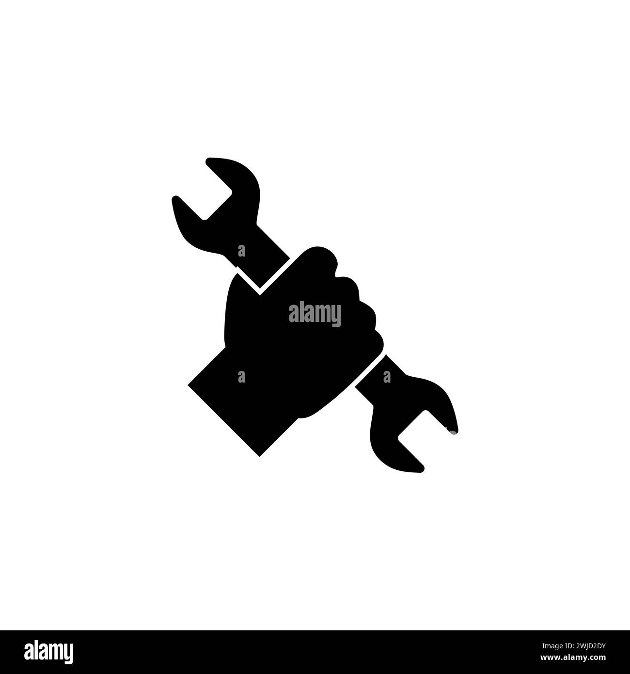 Hand holding Wrench flat vector icon. Simple solid symbol isolated on ...
