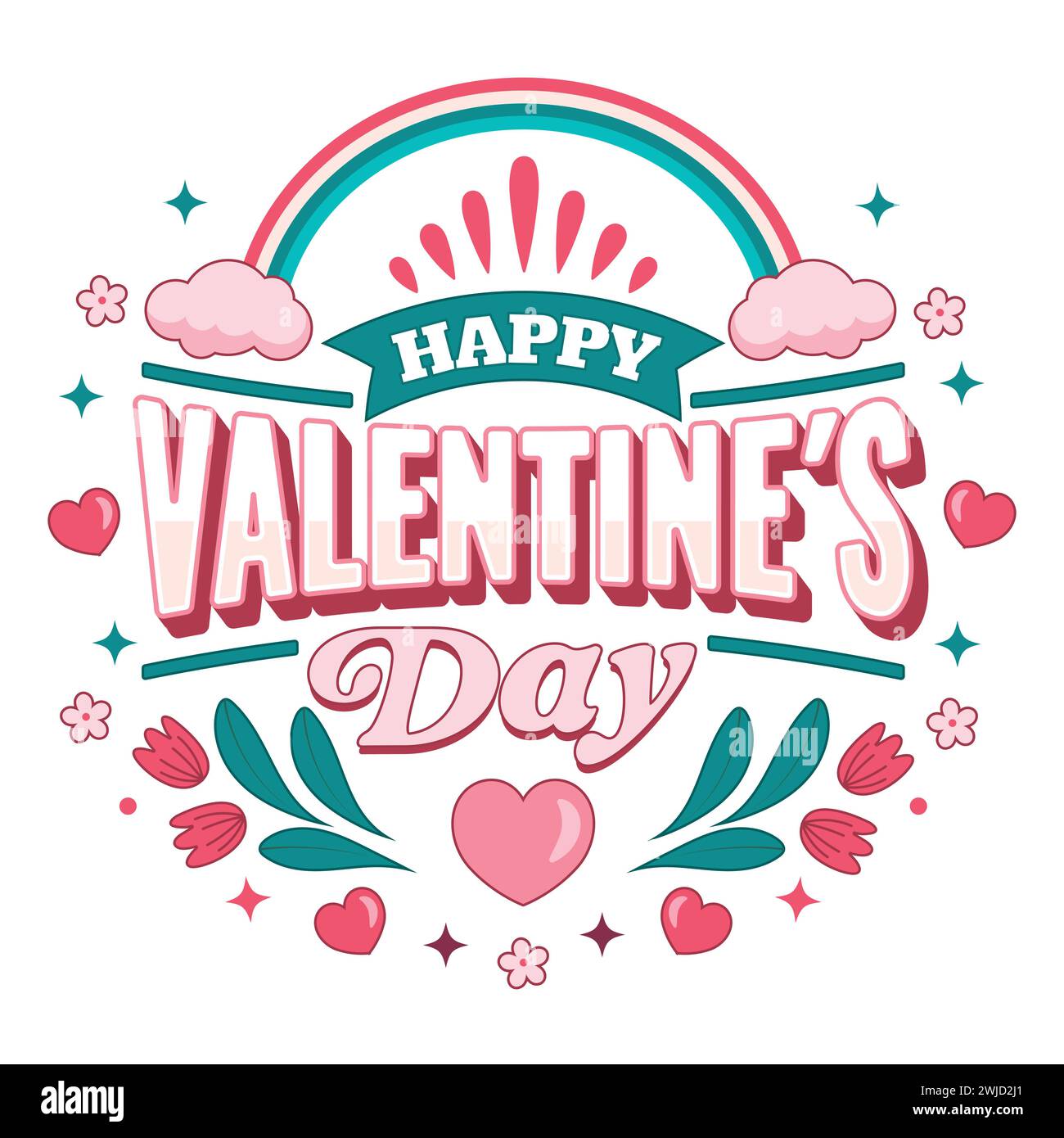 hand drawn valentine s day lettering design vector illustration Stock ...