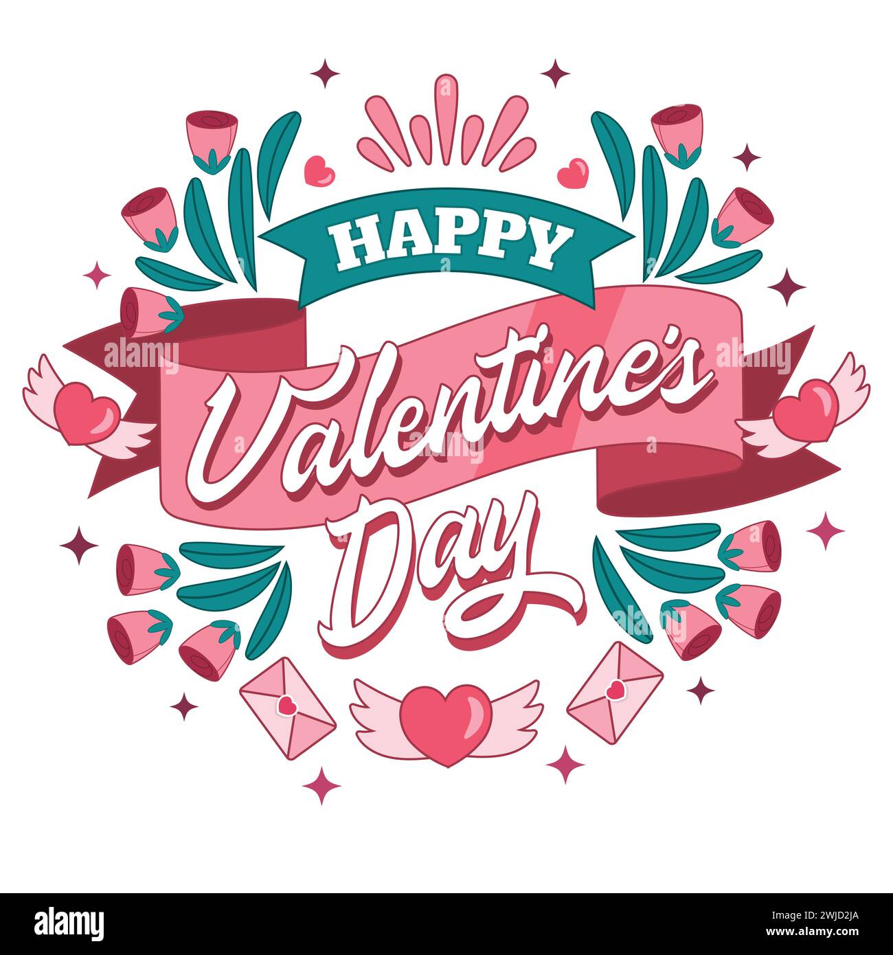 hand drawn valentine s day lettering design vector illustration Stock ...