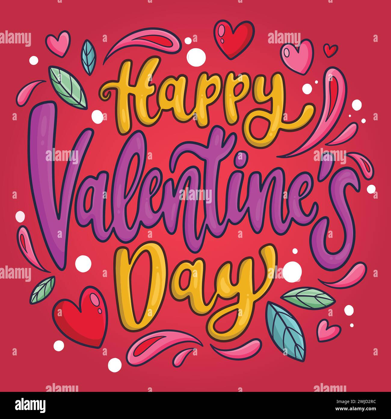 hand drawn valentine s day lettering design vector illustration Stock ...